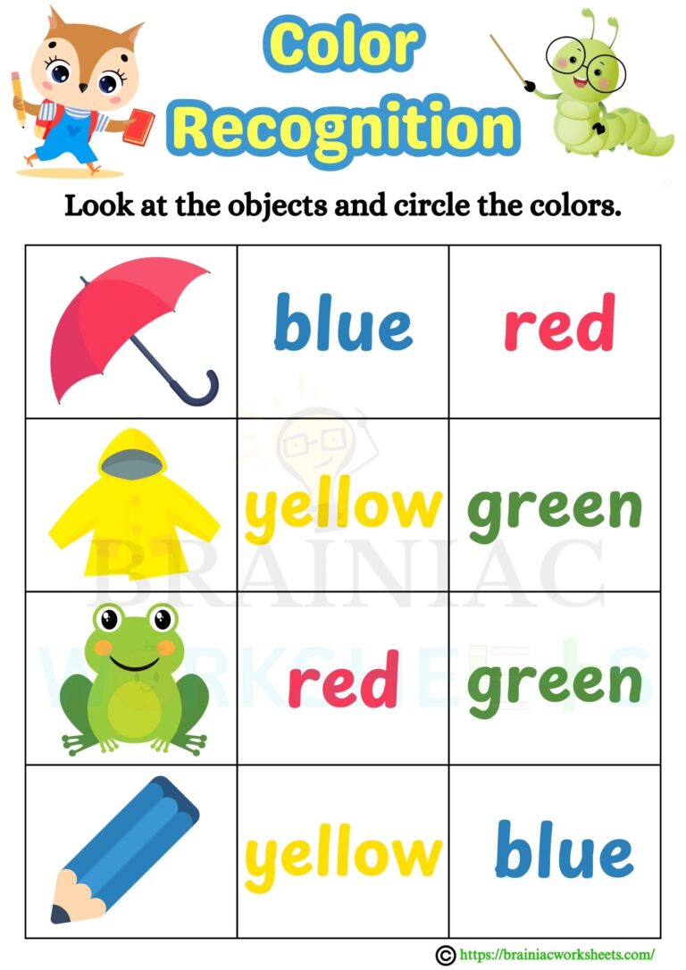 Colour Recognition Lkg Drawing Worksheet - Brainiac Worksheets