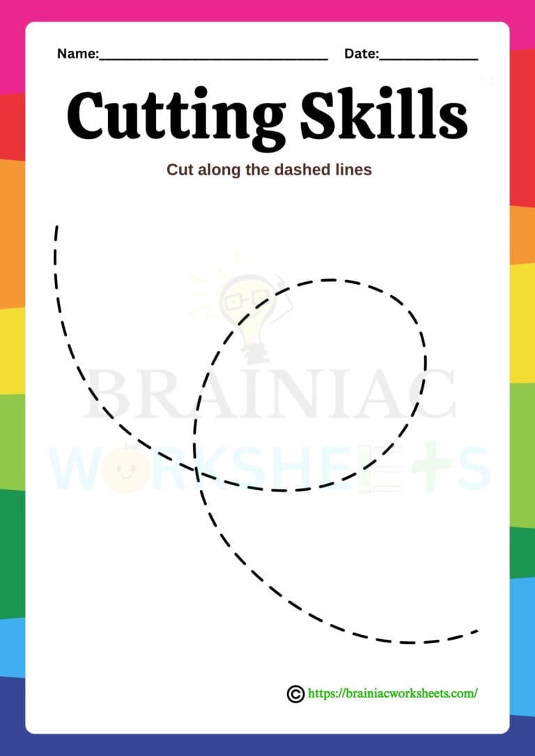 Dashed Lines Cutting Skills Drawing Worksheet For Class 1 - Brainiac ...