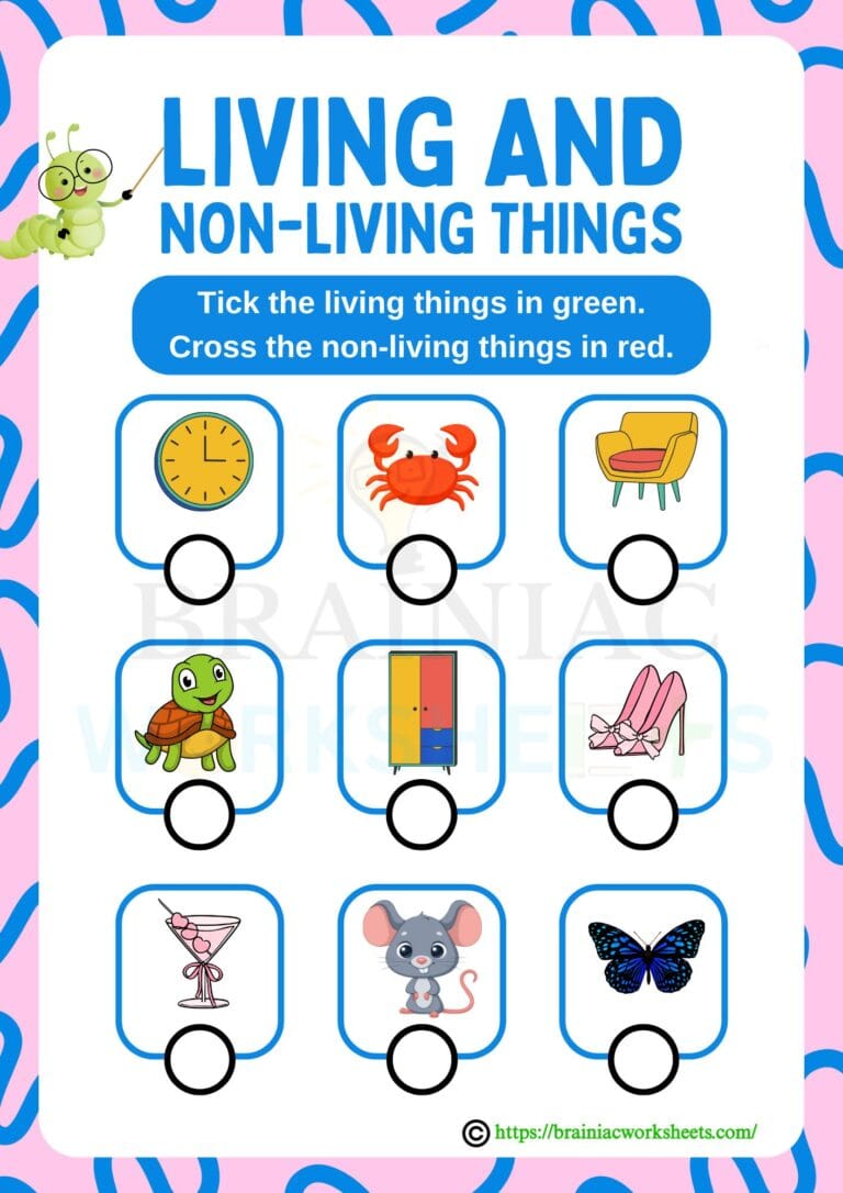 Living And Non-Living Things Science Worksheet For Class 1 - Brainiac ...