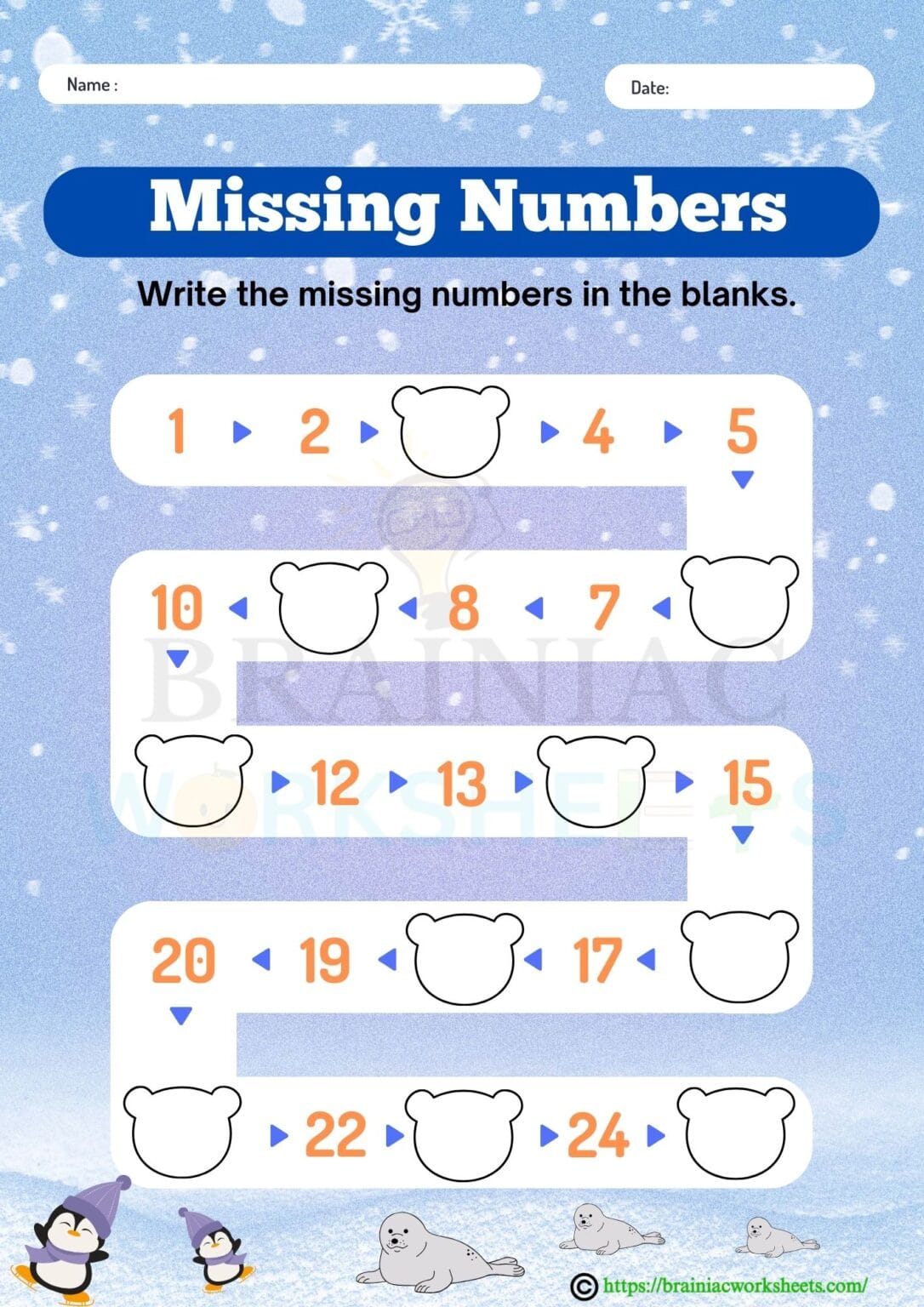 Missing Numbers Maze 1-25 Ukg Maths Worksheet - Brainiac Worksheets