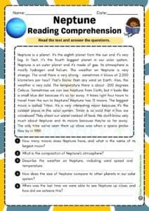 Planet Neptune Reading Comprehension English Worksheet For Class 5 ...