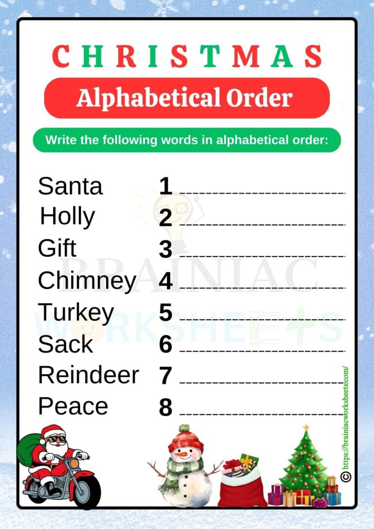 Christmas Vocabulary Alphabetical Order Ukg English Worksheet ...