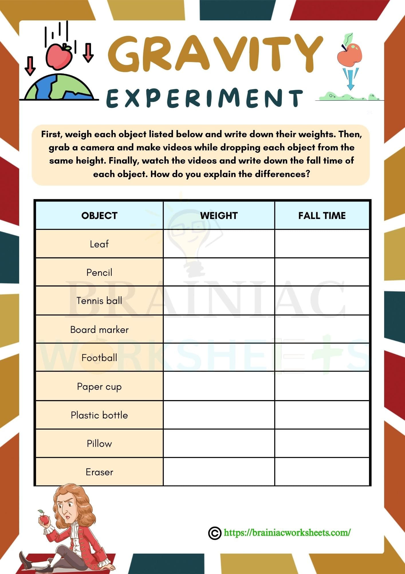Gravity Easy Scientific Experiment Science Worksheet For Class 5 ...