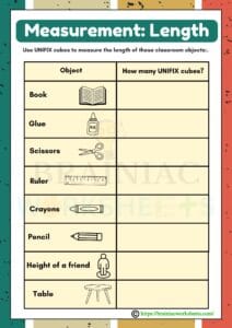 Measuring Length With UNIFIX Cubes Maths Worksheet For Class 1 ...