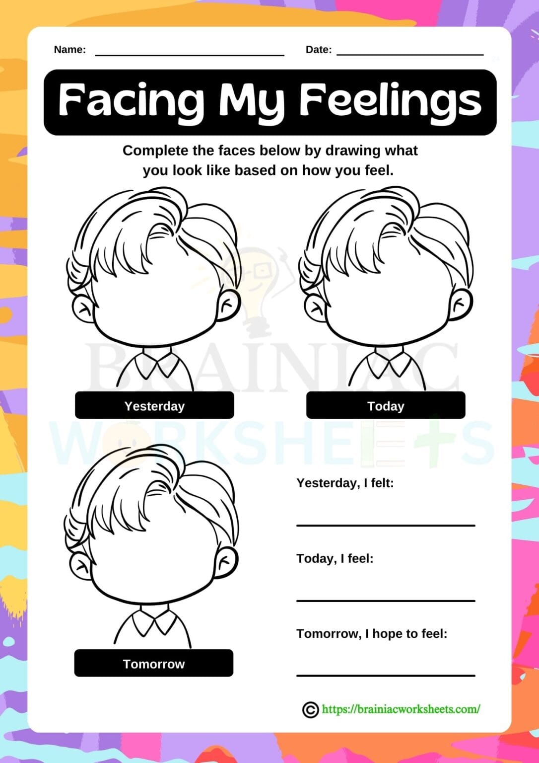 Mood Check Social Emotional Learning SEL Drawing Worksheet For Class 1 ...