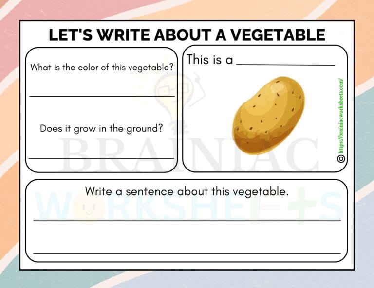 Vegetable Sentence Writing Potato English Worksheet For Class 1 ...
