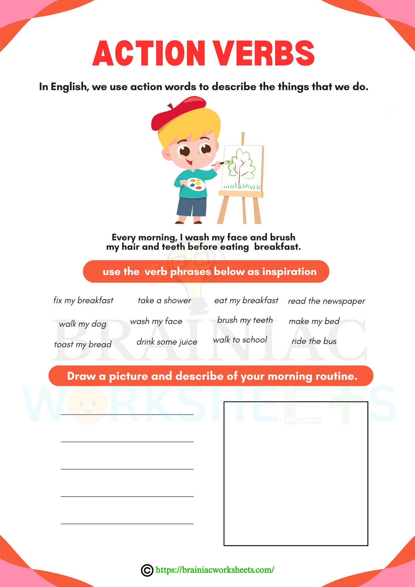 Grammar Action Verbs Writing English Worksheet For Class 2 - Brainiac ...