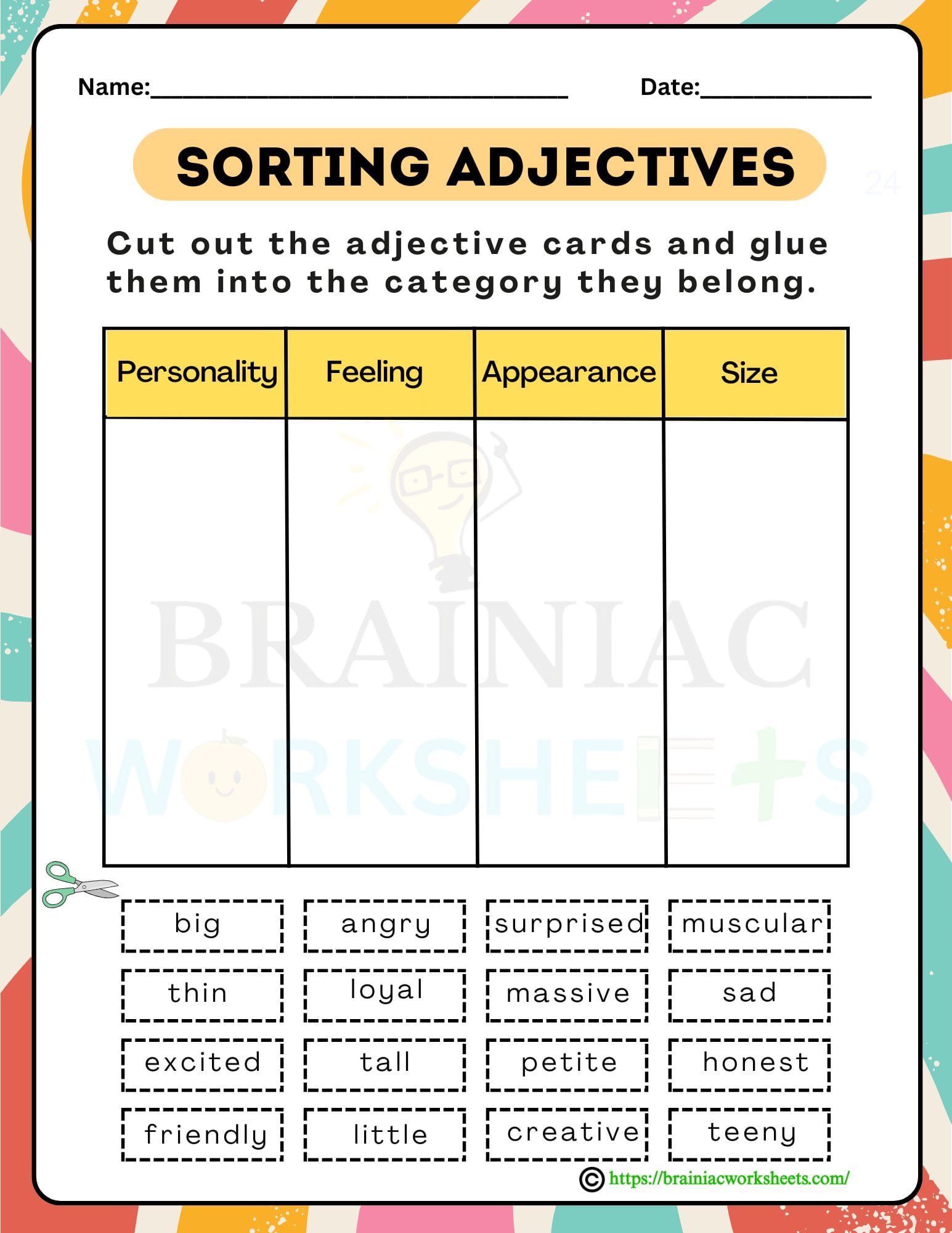 Sorting Adjectives English Worksheet For Class 2 - Brainiac Worksheets