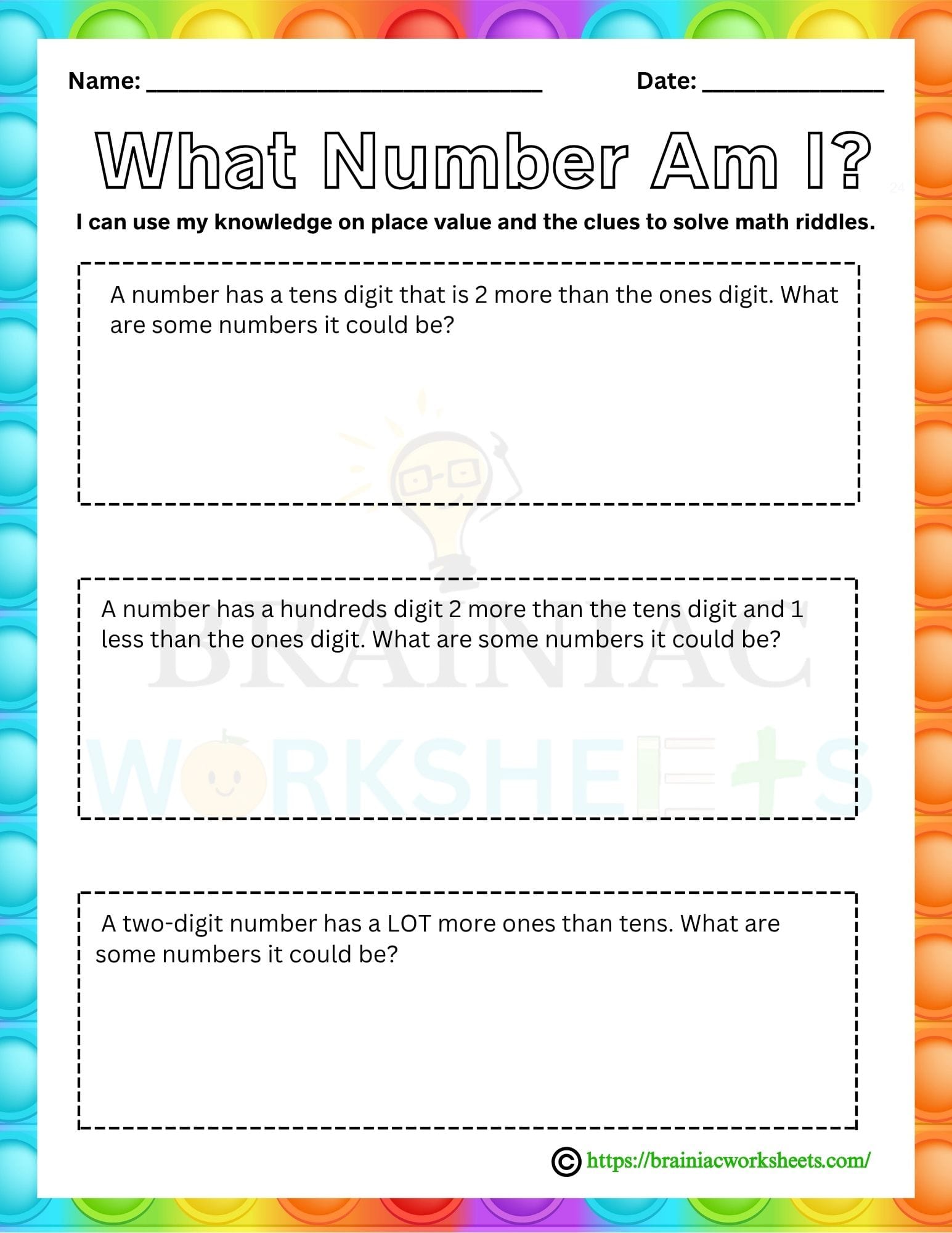 Place Value Riddles Maths Worksheet For Class 3 - Brainiac Worksheets