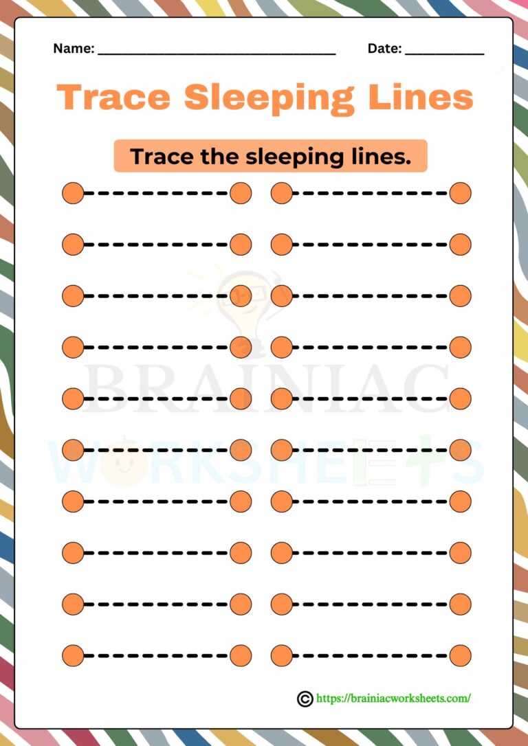 Sleeping Lines Tracing Worksheet Lkg English Worksheet - Brainiac ...