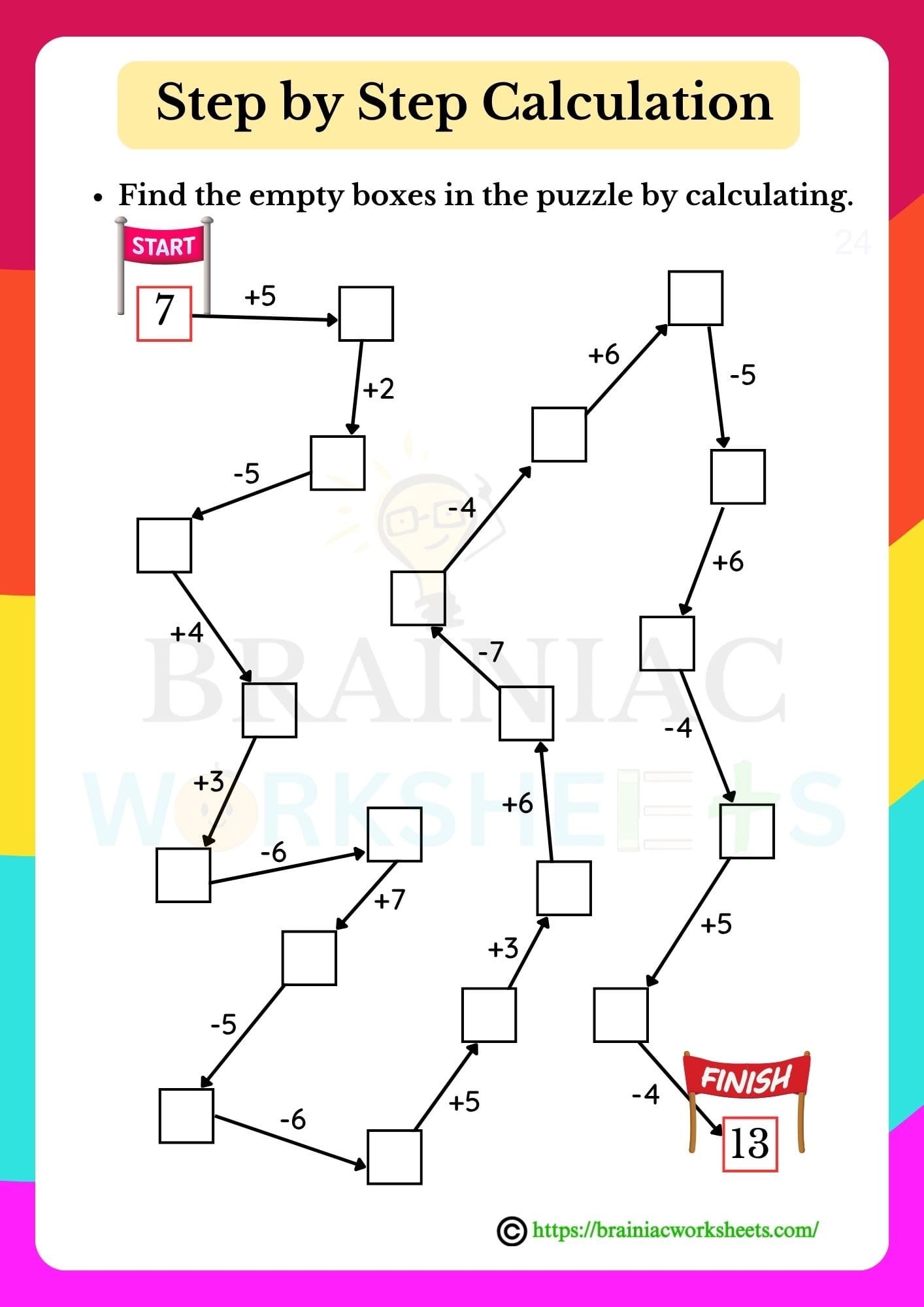 Step by Step Addition And Subtraction Puzzle Maths Worksheet For Class ...