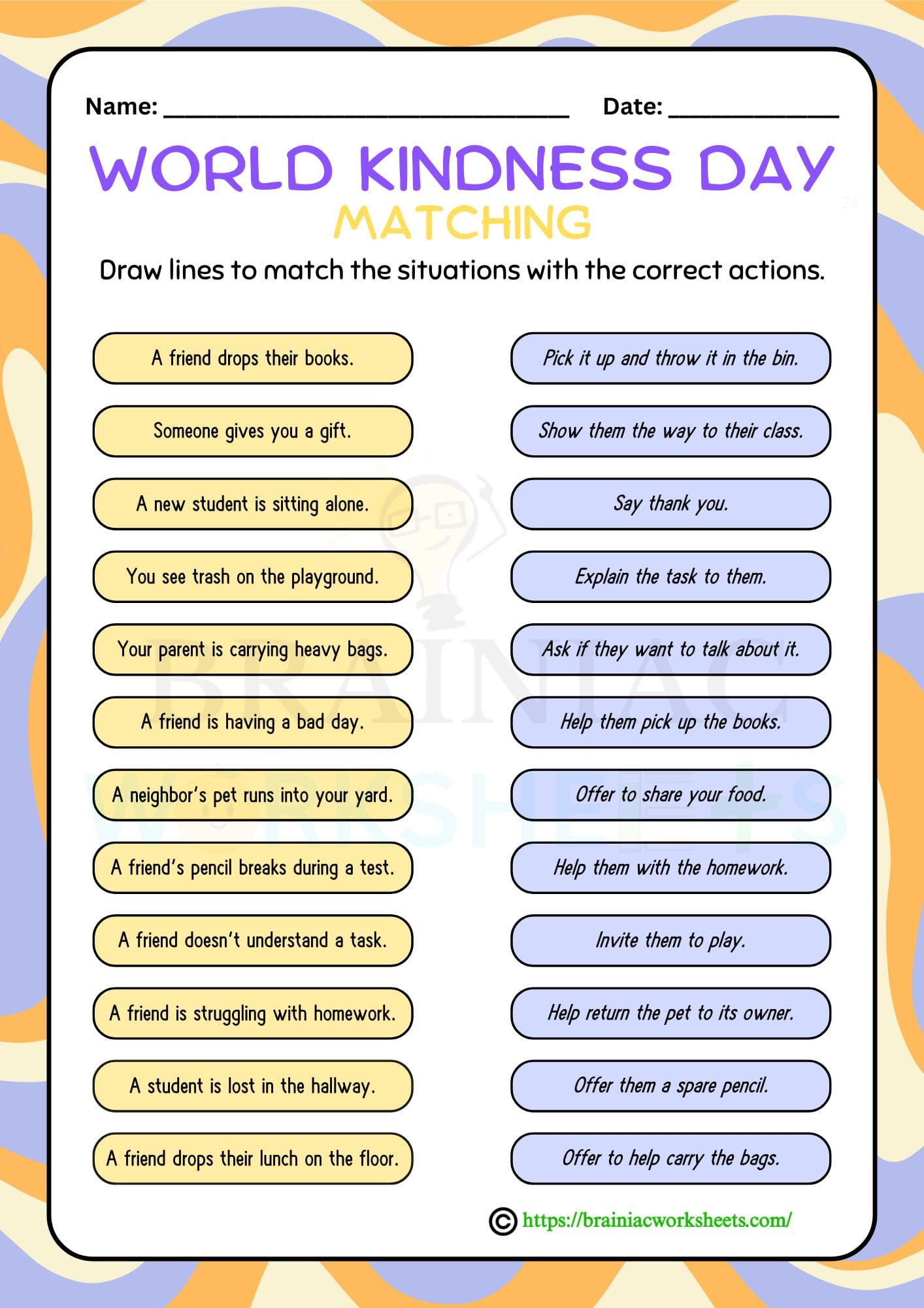 World Kindness Day English Worksheet For Class 2 - Brainiac Worksheets