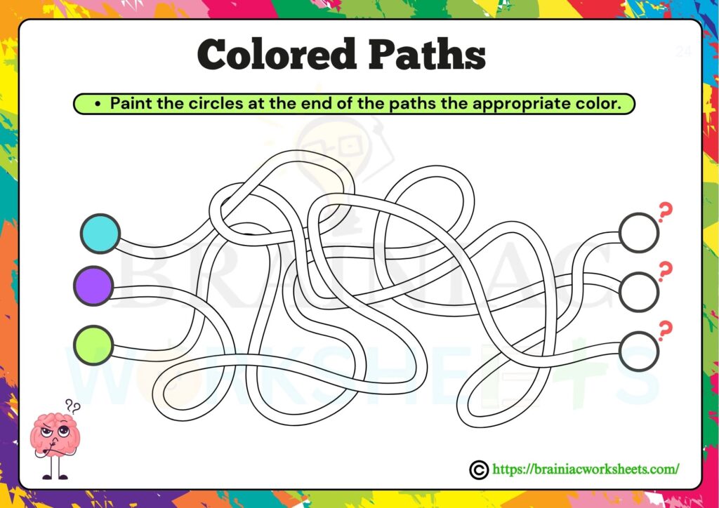 Maze Paths 6 Coloring Drawing Worksheet For Class 1 - Brainiac Worksheets